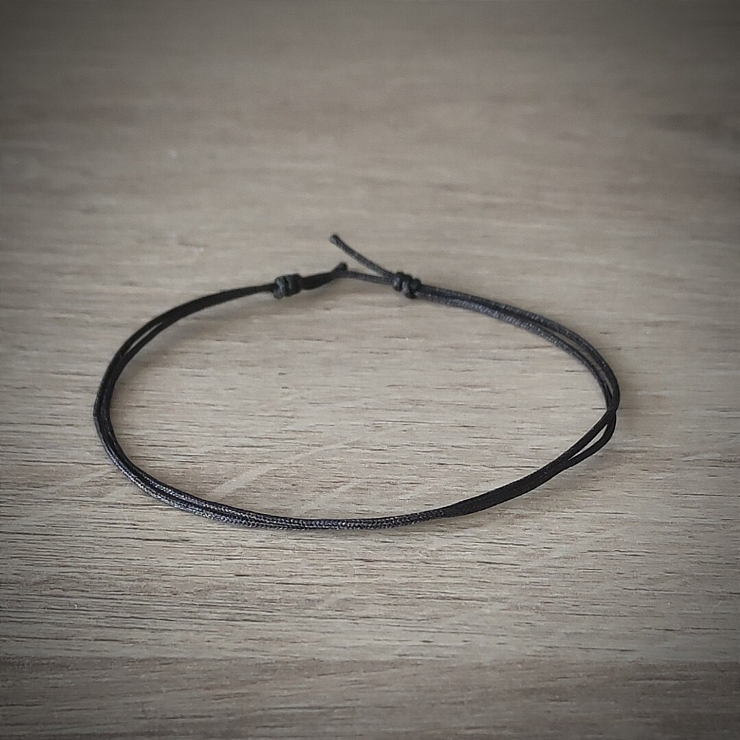 BLACK With Glitter Waterproof Thin Slip Knots Cord Bracelet Lucky ...