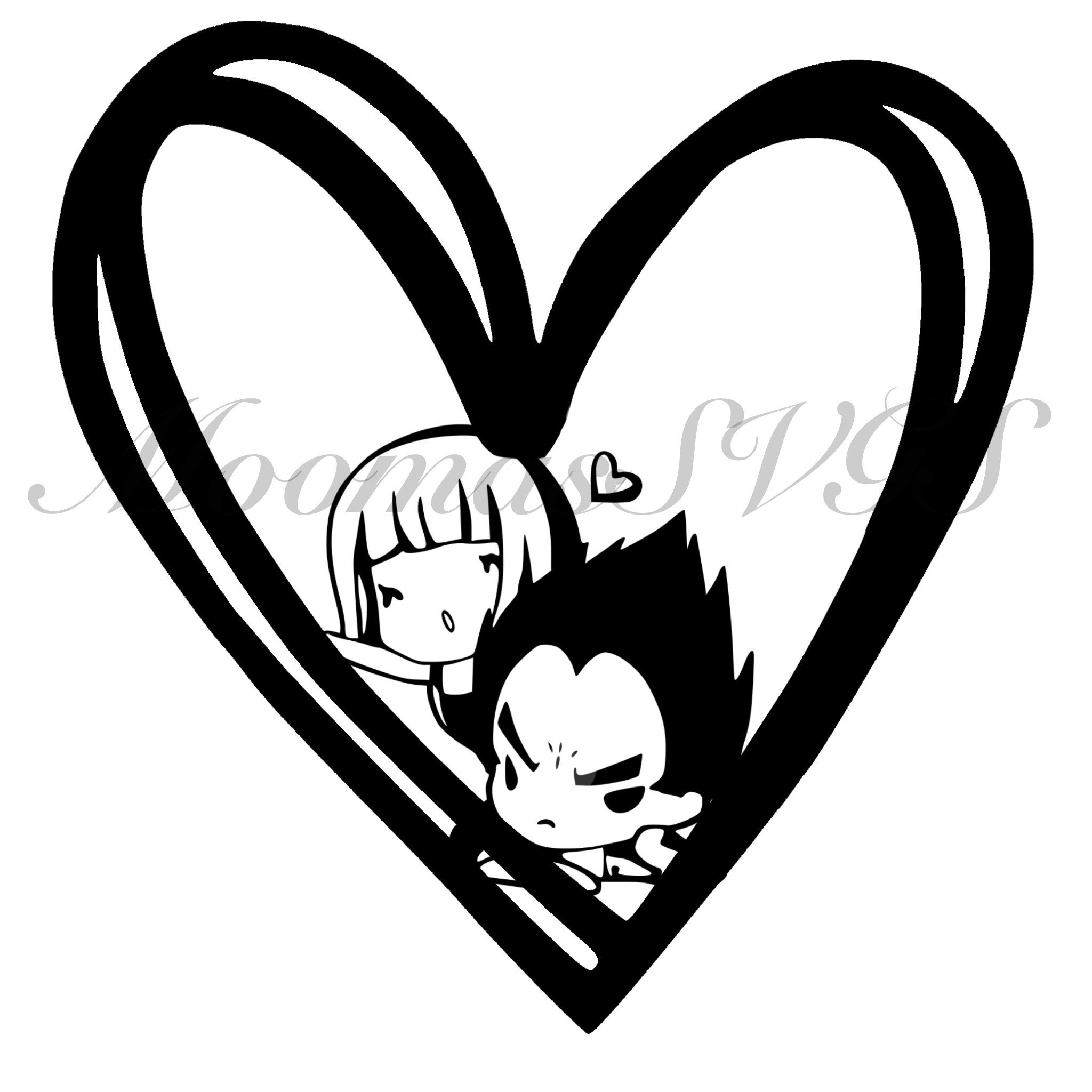 Vegeta and Bulma Heart - Etsy