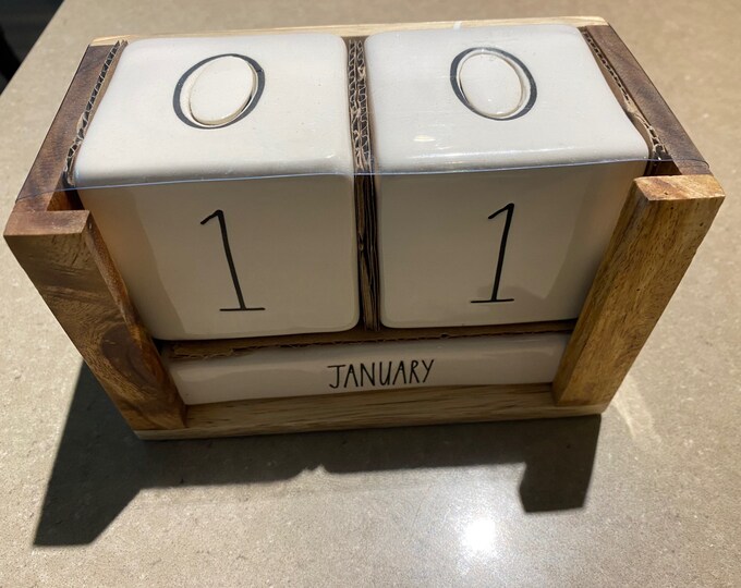 RAE DUNN Ceramic Block CALENDAR in Wood Box by Magenta - Etsy