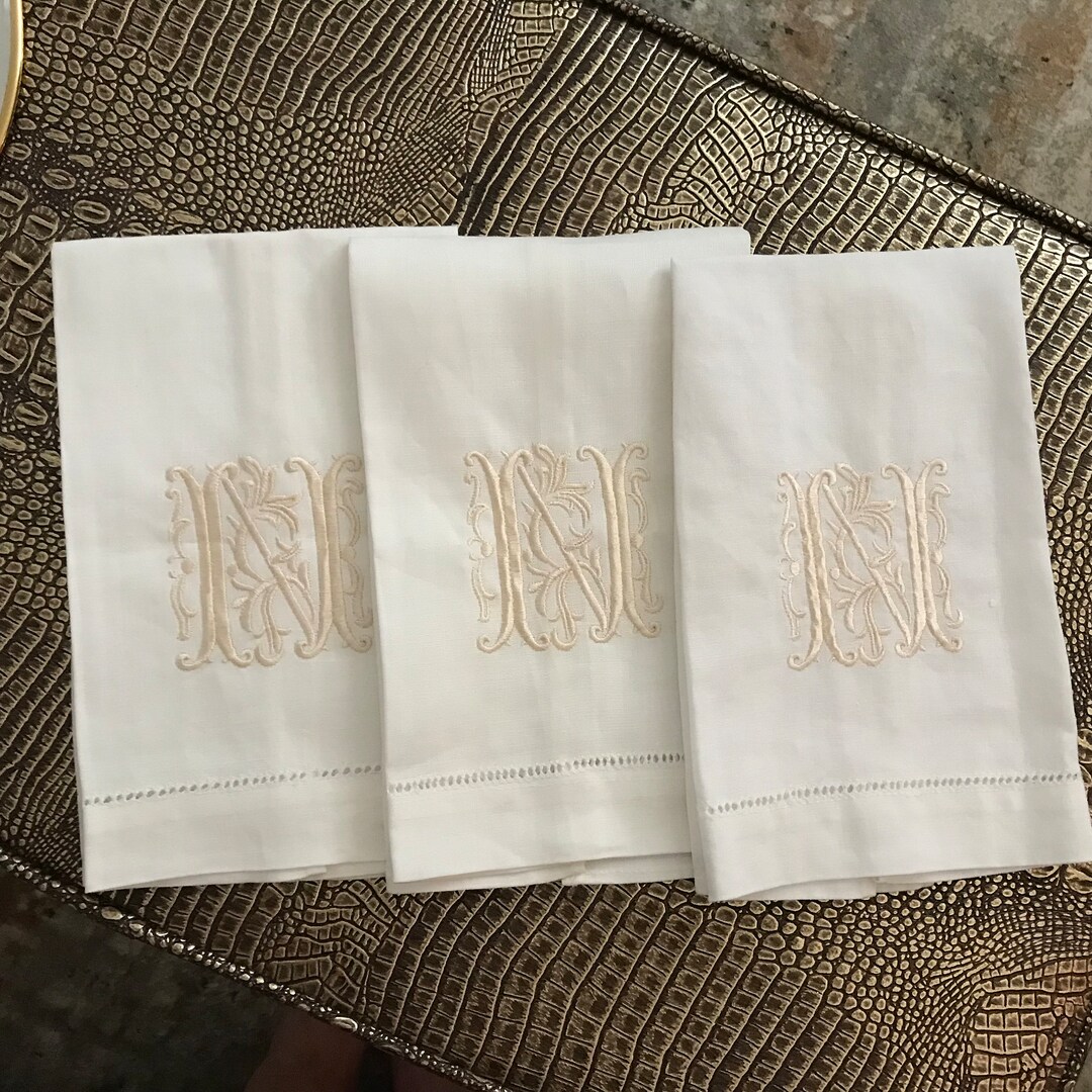 Elegant Vintage EMBROIDERD MONONGRAM 'N' in Soft Gold - Etsy
