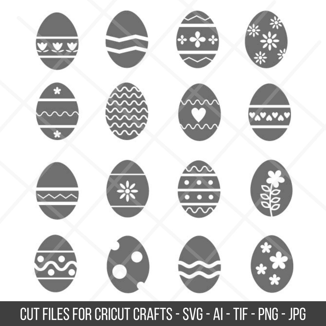 Easter Eggs Cut Files | 16 Designs | Easter Eggs SVG | Easter Eggs .png ...