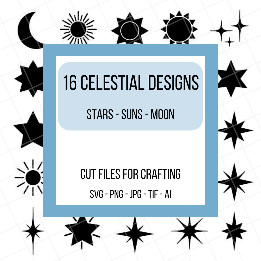 Stars Suns Moon SVG Bundle - Cut Files - SVG File - Celestial ...