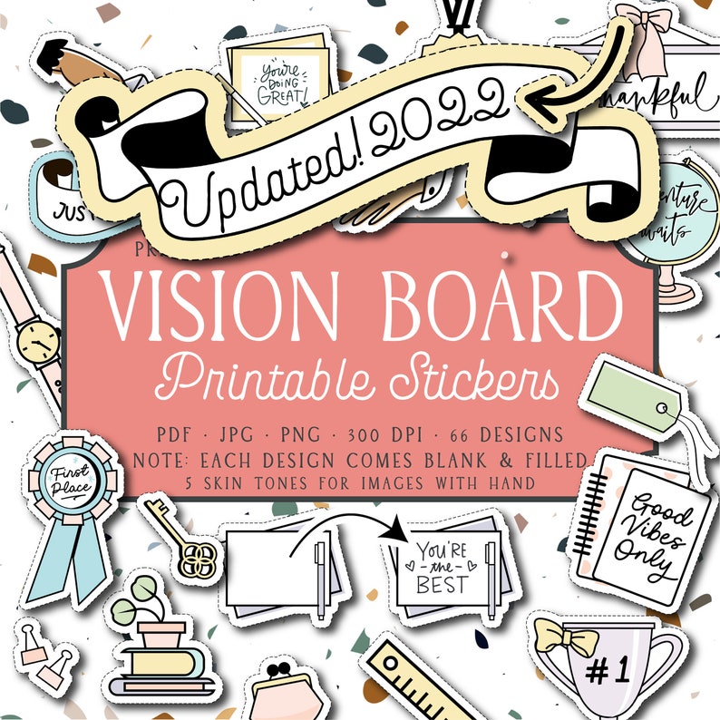 VISION BOARD STICKERS Printable Stickers Digital Files - Etsy