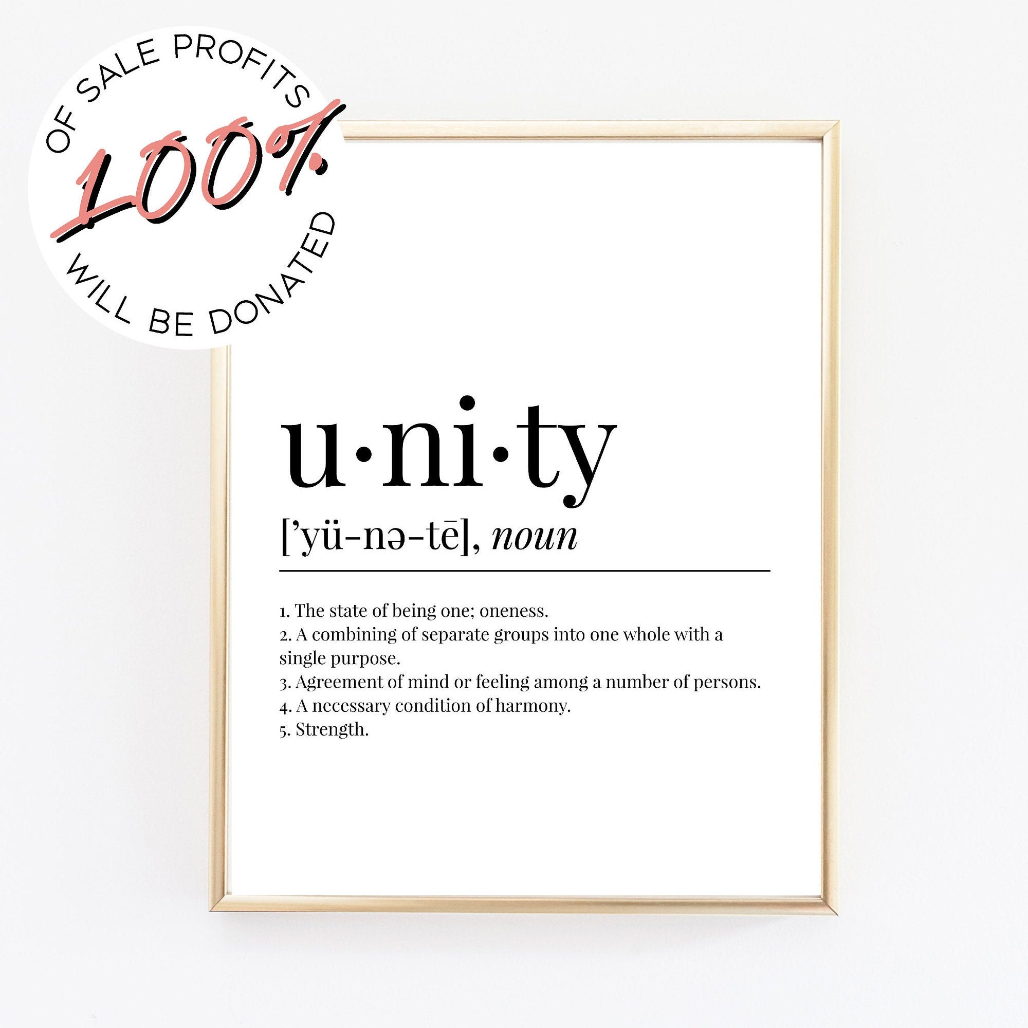 UNITY DEFINITION Dictionary Print Dictionary Definition Etsy