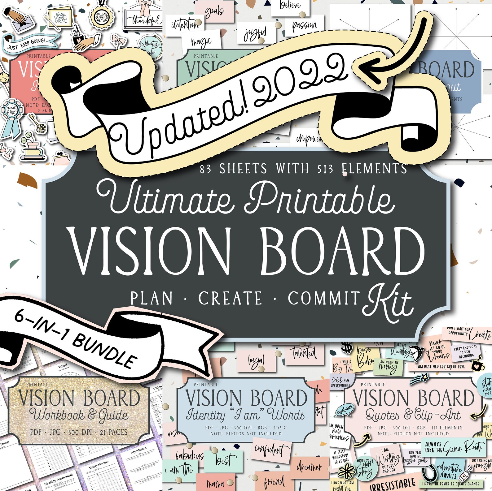 COMPLETE Vision Board Kit Dream Board Ultimate Bundle Goal - Etsy