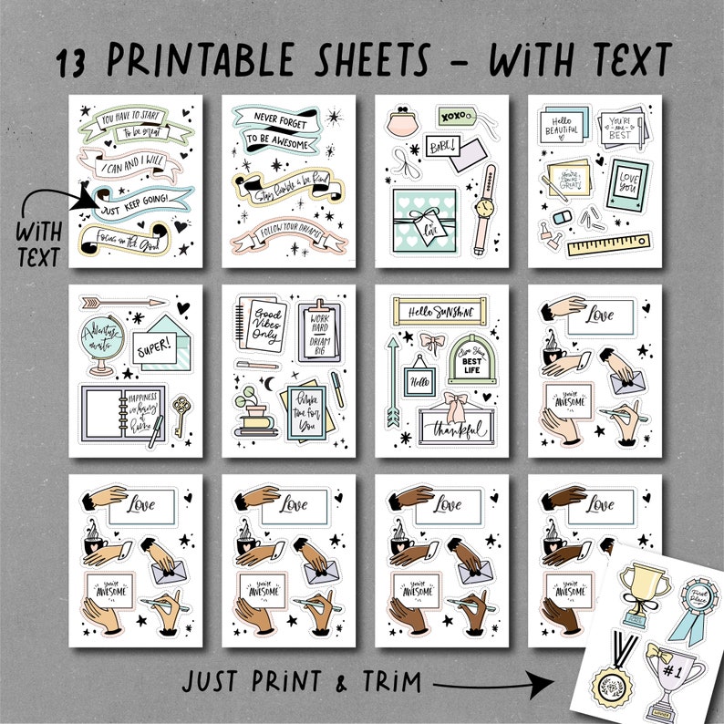 VISION BOARD STICKERS Printable Stickers Digital Files - Etsy