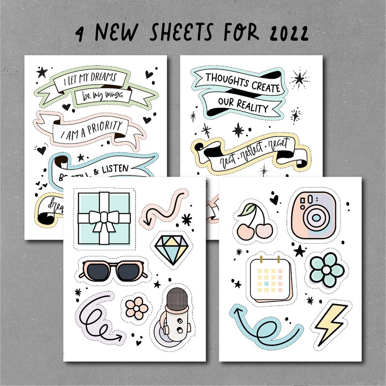 VISION BOARD STICKERS Printable Stickers Digital Files - Etsy