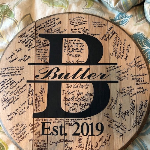 Carved Barrel Head Wedding Guest Book Personalized Guest - Etsy
