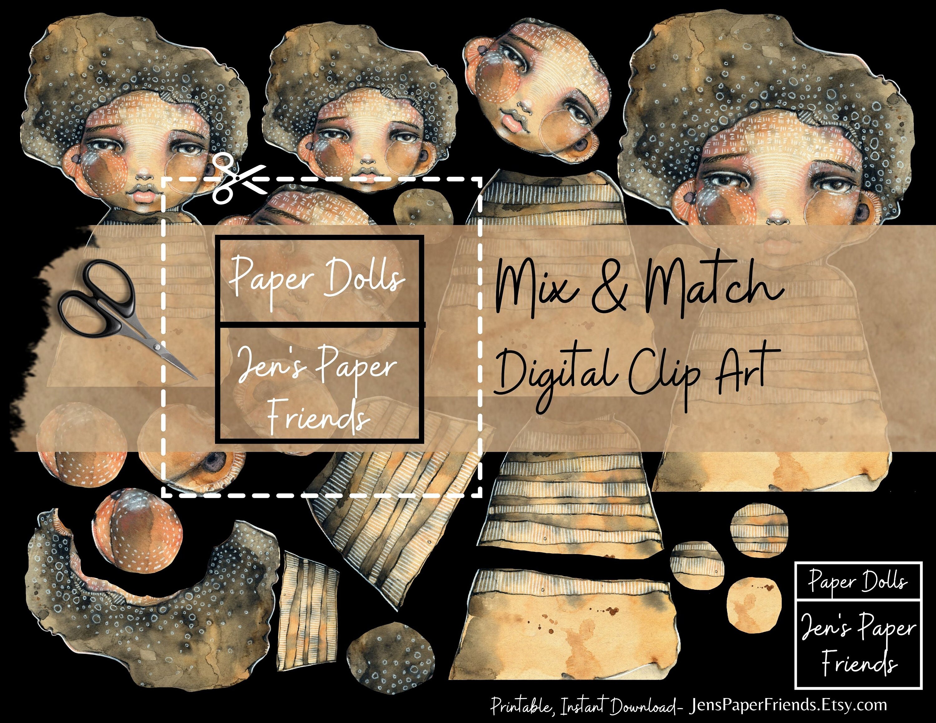 PRINTABLE PAPER DOLLS Paper Doll Collage Sheet Digital Mixed - Etsy ...