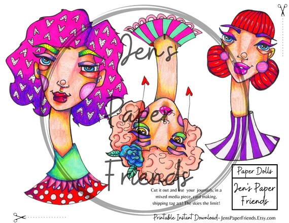 PRINTABLE PAPER DOLLS Paper Doll Collage Sheet Digital Mixed - Etsy