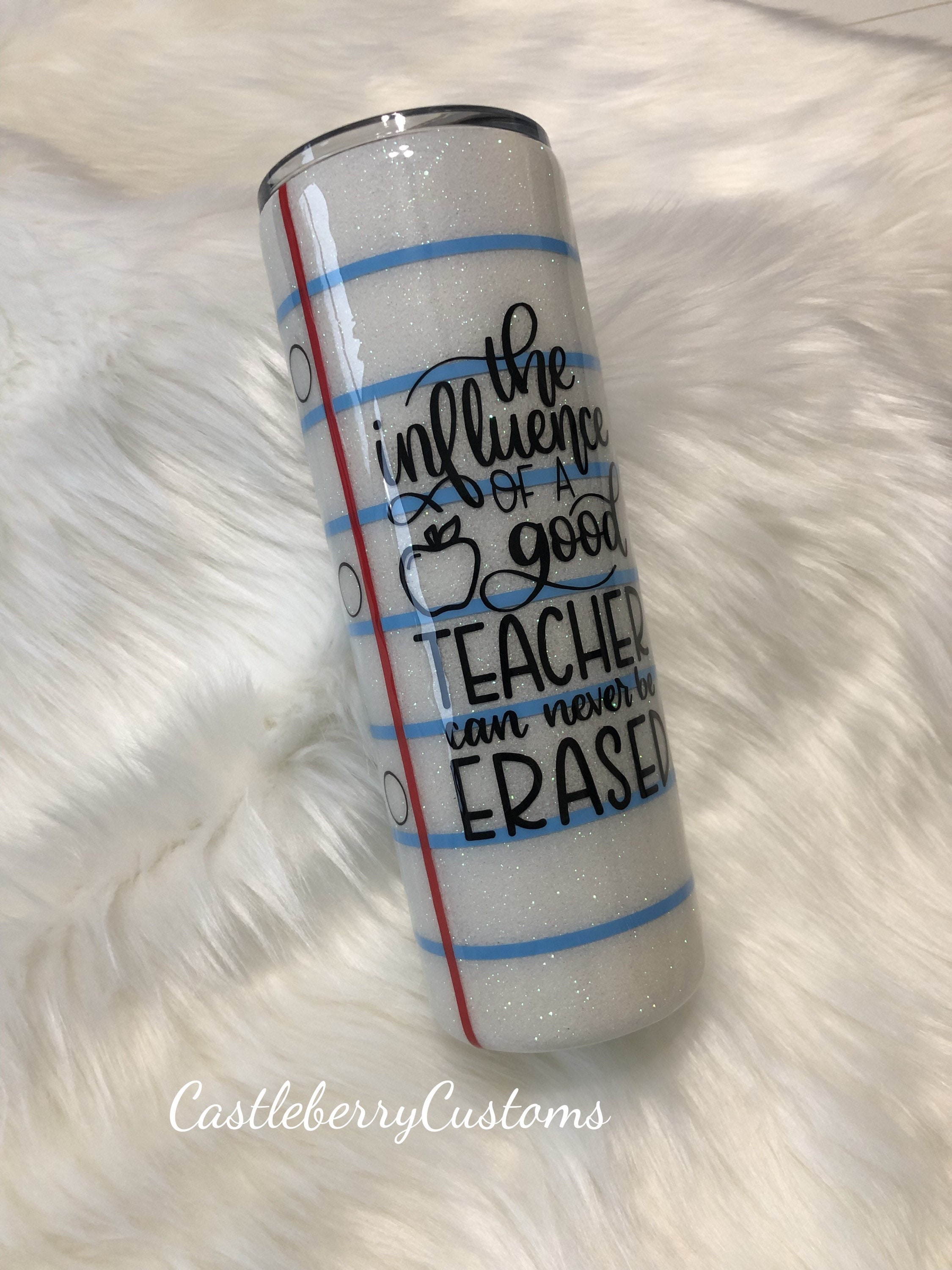 Personalized Notebook Paper Teacher Tumbler Glitter Epoxy Resin - Etsy