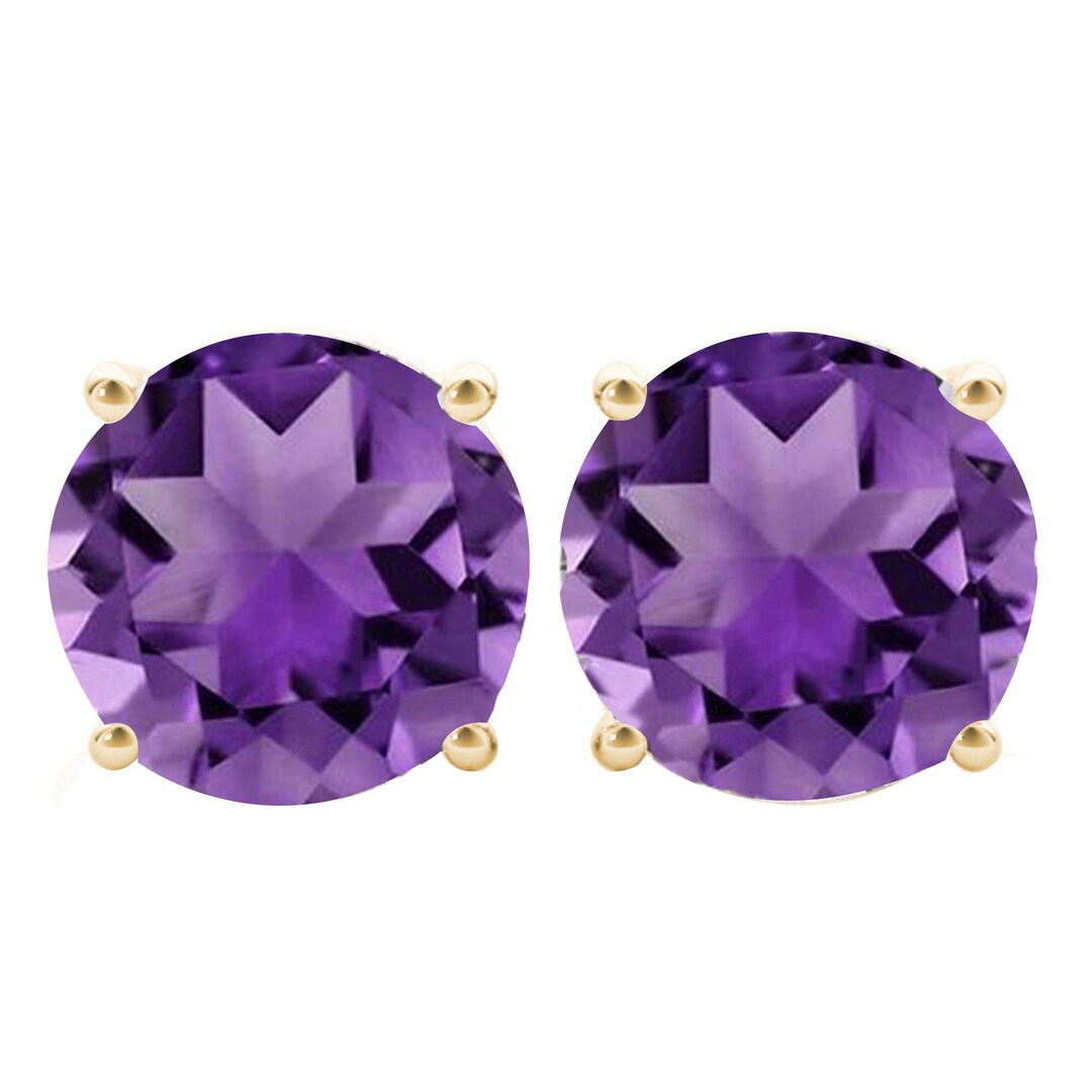 Amethyst Stud Earrings in 14k Gold Amethyst Jewelry Amethyst Studs ...