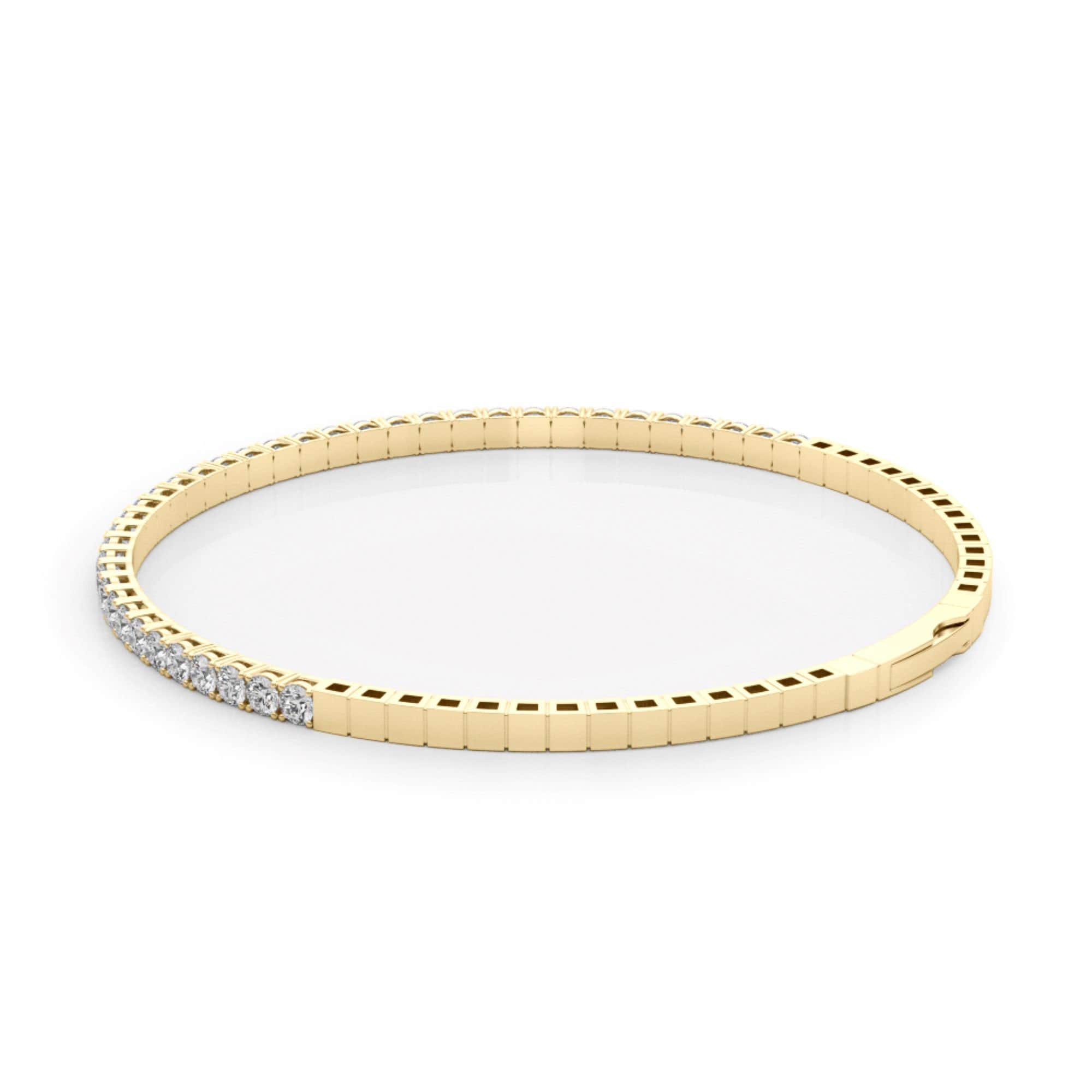 14K Gold Half Flexible Bangle Lab-created Diamond for Women (F, VS2 ...