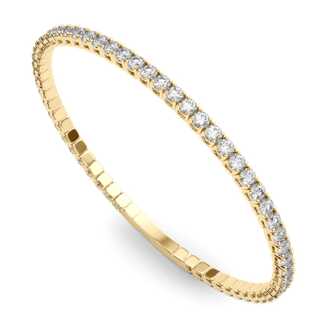 14K Gold Flexible Diamond Bangle Bracelet – Full-flex Comfort Fit ...