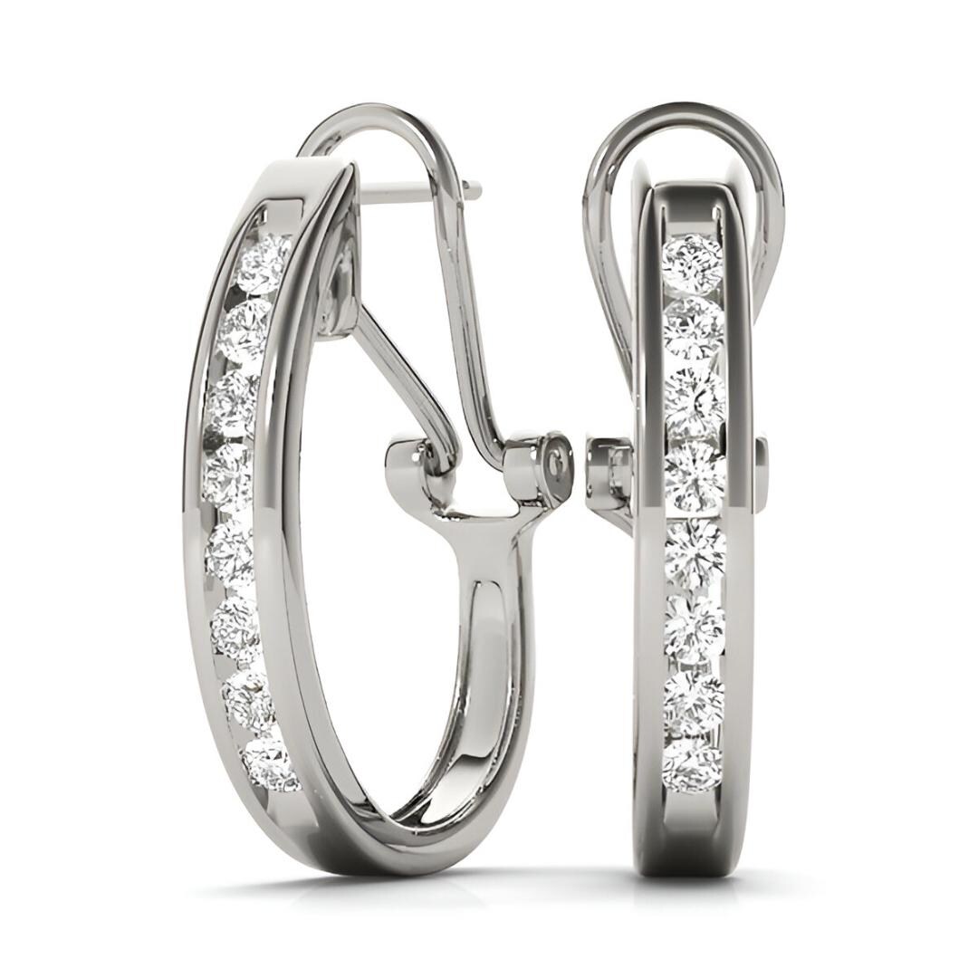 Teardrop Channel-set Lab-created Diamond Hoop Earrings in 10K, 14K and ...