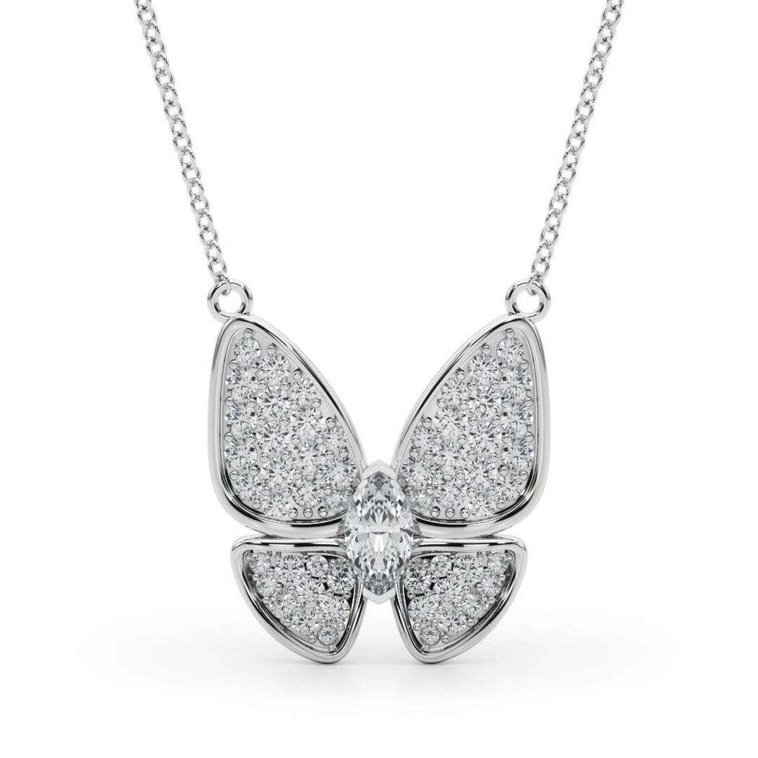 Gold Butterfly Diamond Pendant Necklace – 0.25 CTW Lab-grown Diamonds ...