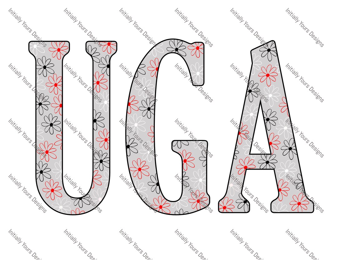 UGA PDF Pattern Floral Letters Hand Embroidery Design Embroidery Hoop ...
