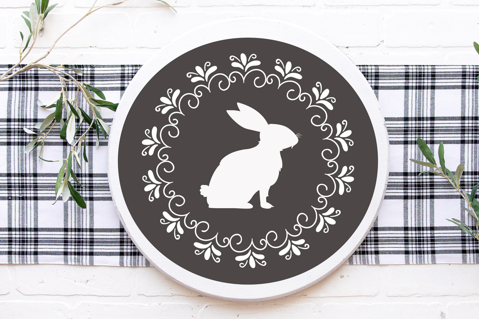 Easter Bunny Svg, Rabbit Svg, Peter Cottontail, Round Sign Svg, Happy ...