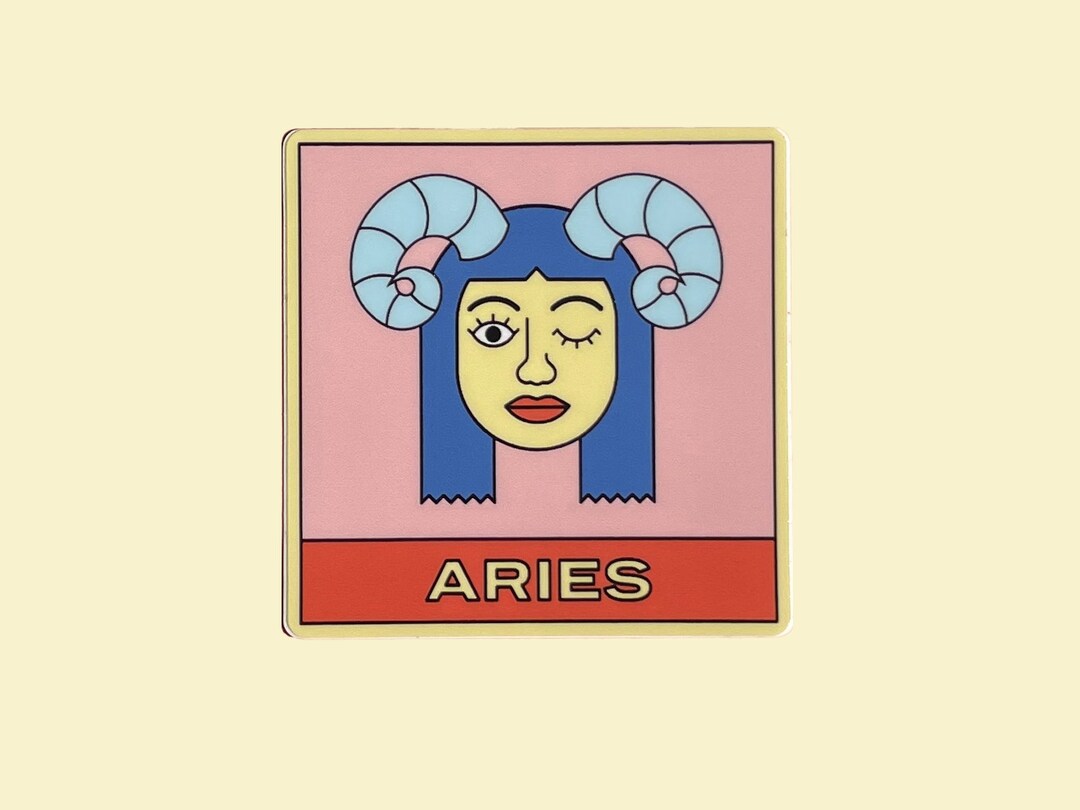 Aries Sticker Zodiac Fire Sign Astrology Cute Birthday Gift Waterproof ...