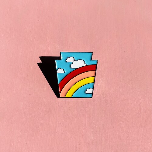 Pittsburgh Enamel Pin Retro Stripe Rainbow Keystone Pin - Etsy