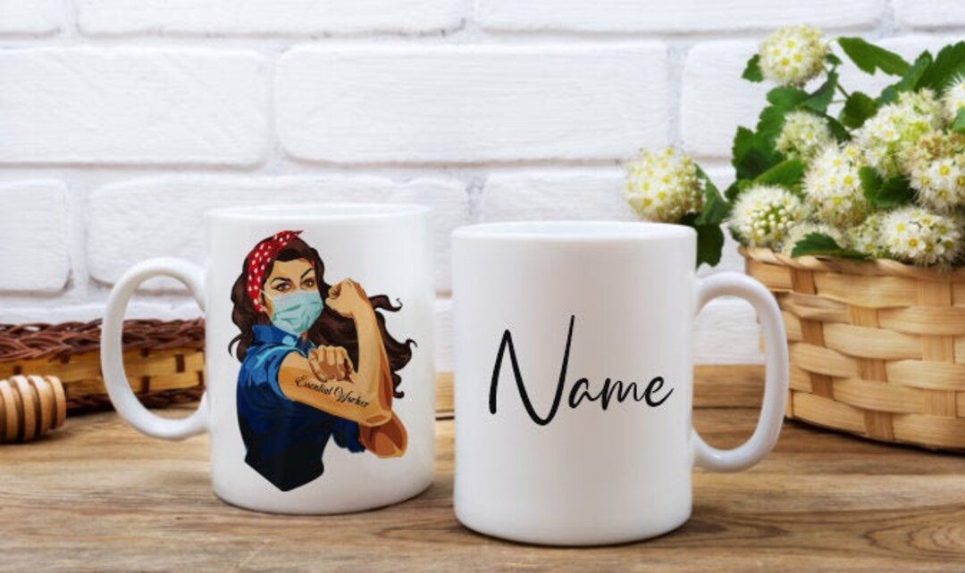 Essential Worker Rosie Wearing Mask Coffee Mug 15 Oz - Etsy