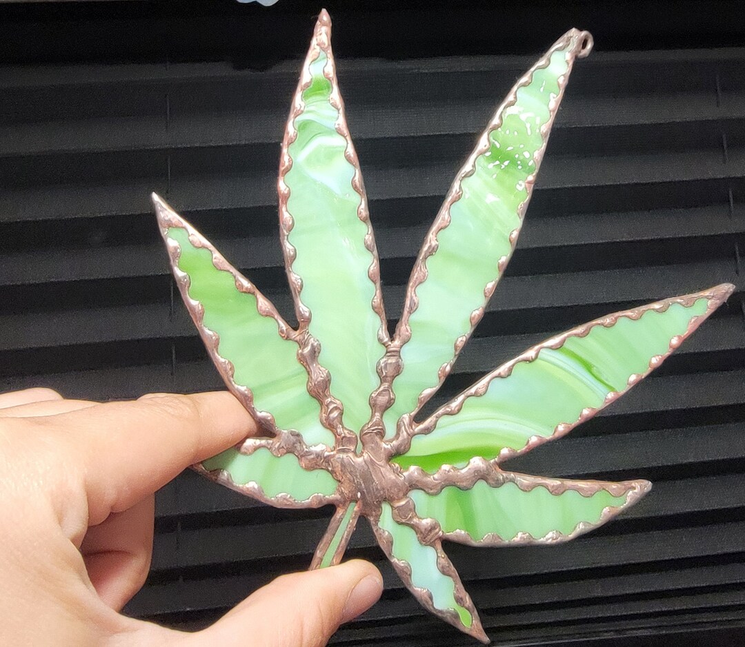 Stained Glass Pot Leaf Sun Catcher - Etsy