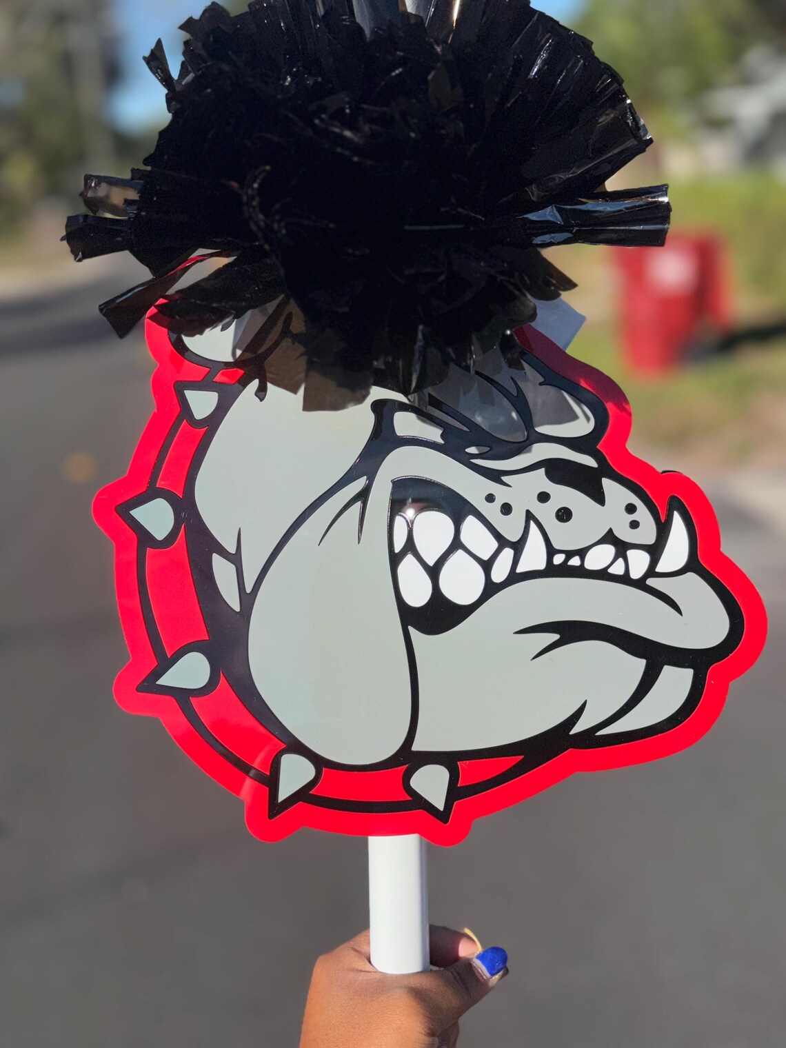 Vertical Cheer Stick With Pom Poms - Fun 3-color Cheerleading Accessory ...