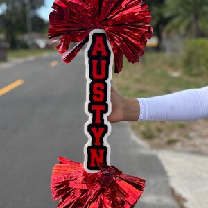 Vertical Cheer Stick With Pom Poms - Fun 3-color Cheerleading Accessory ...