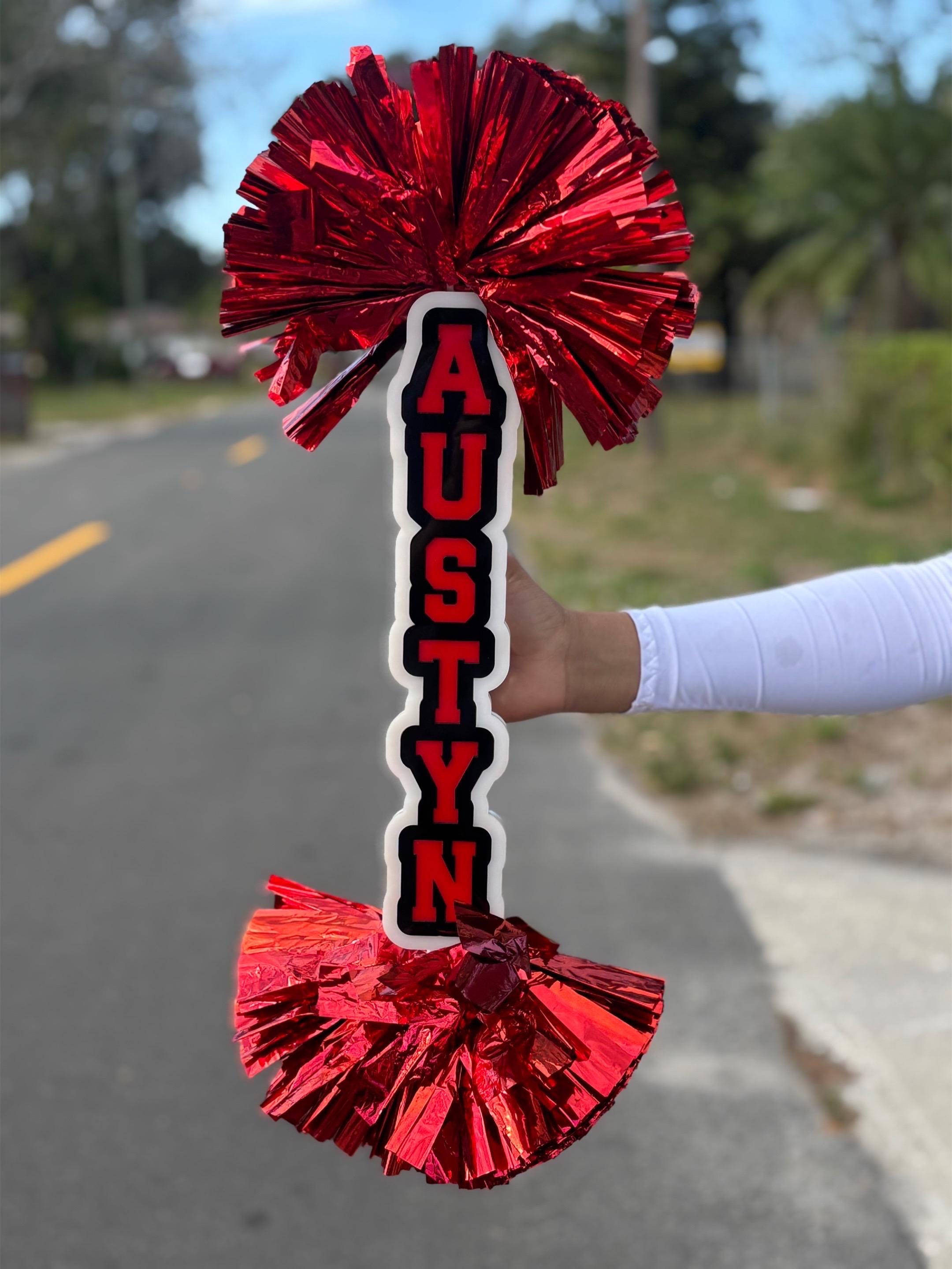 Vertical Cheer Stick With Pom Poms - Fun 3-color Cheerleading Accessory ...