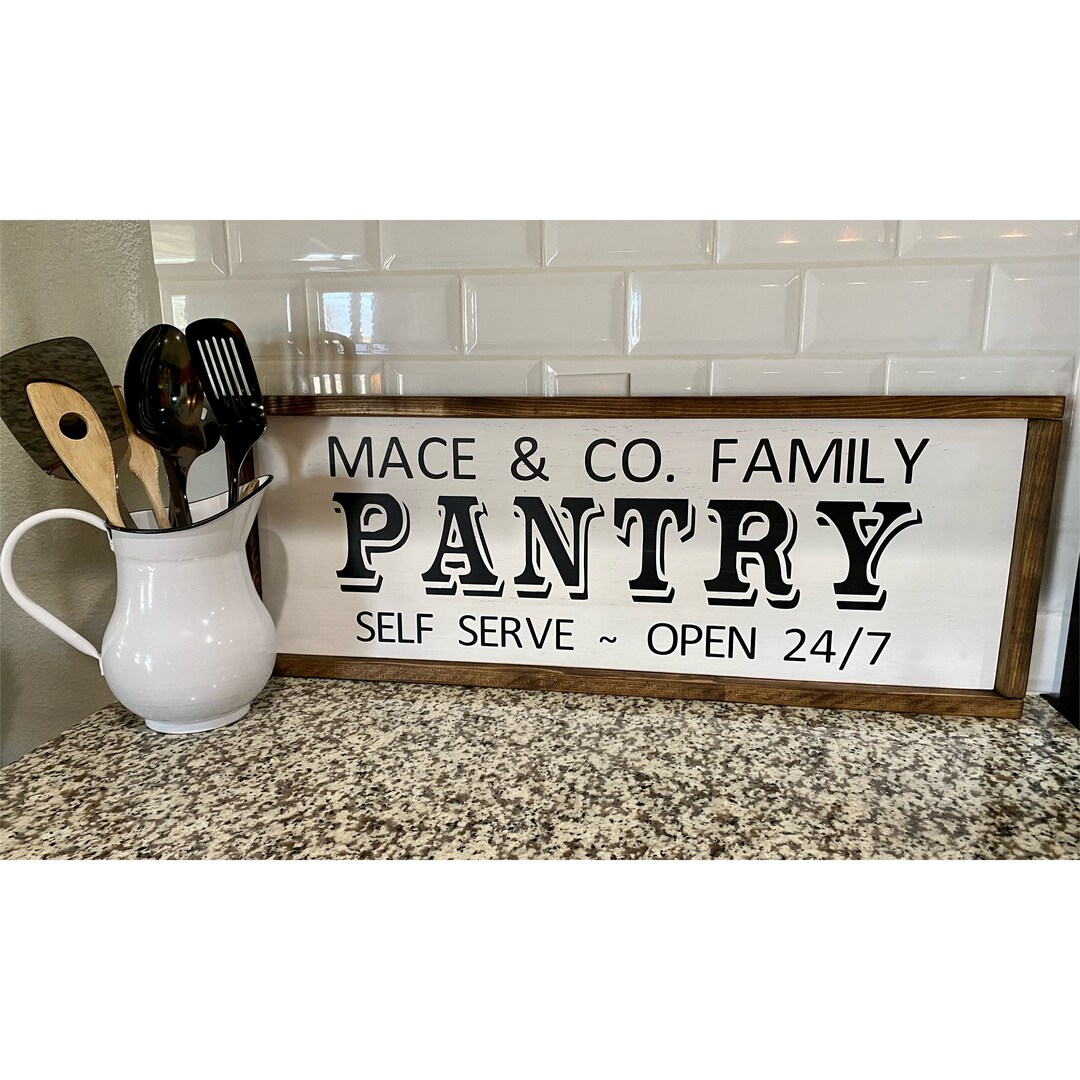 Customized Pantry Sign, Farmhouse, Kitchen, Wood Sign, Framed, Decor ...