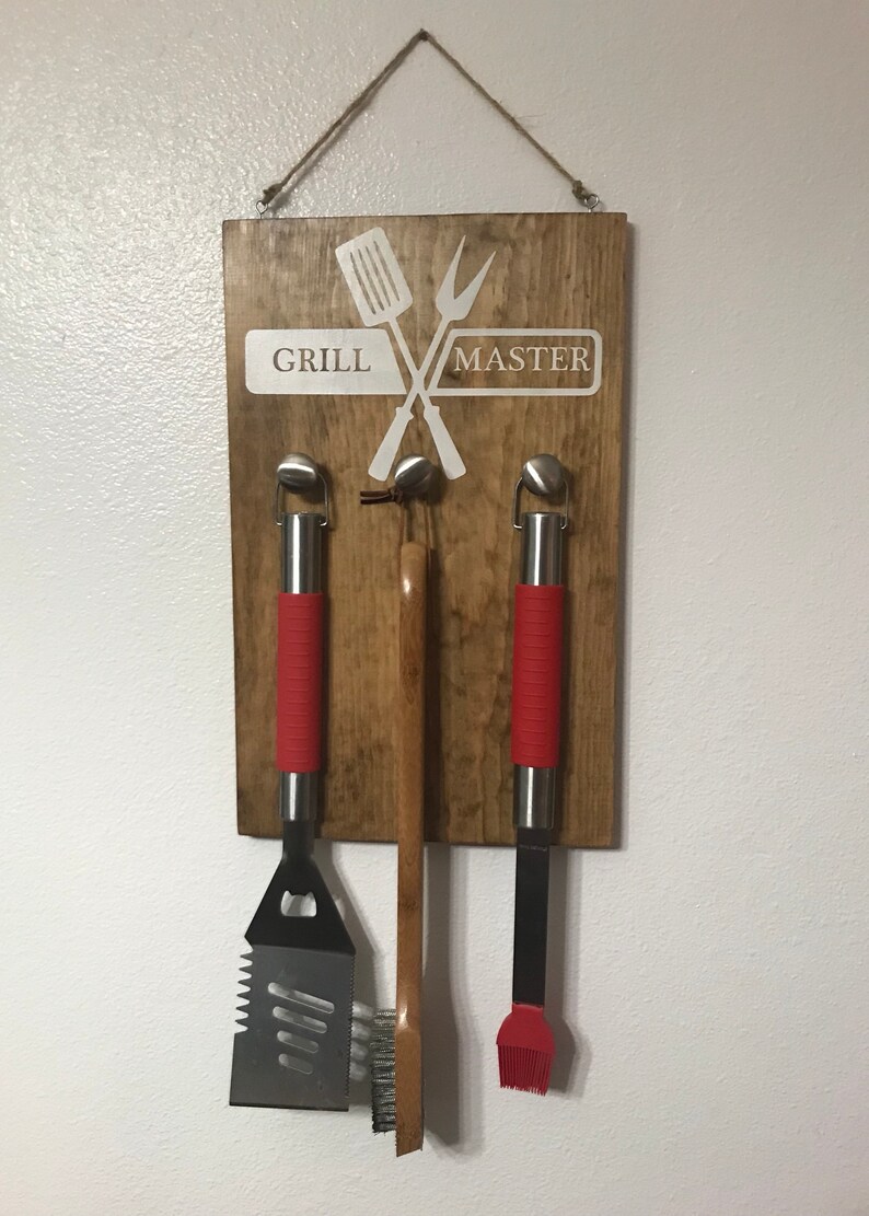 Grill Master BBQ Tool Hanging Wood Sign, Back Porch Decor - Etsy