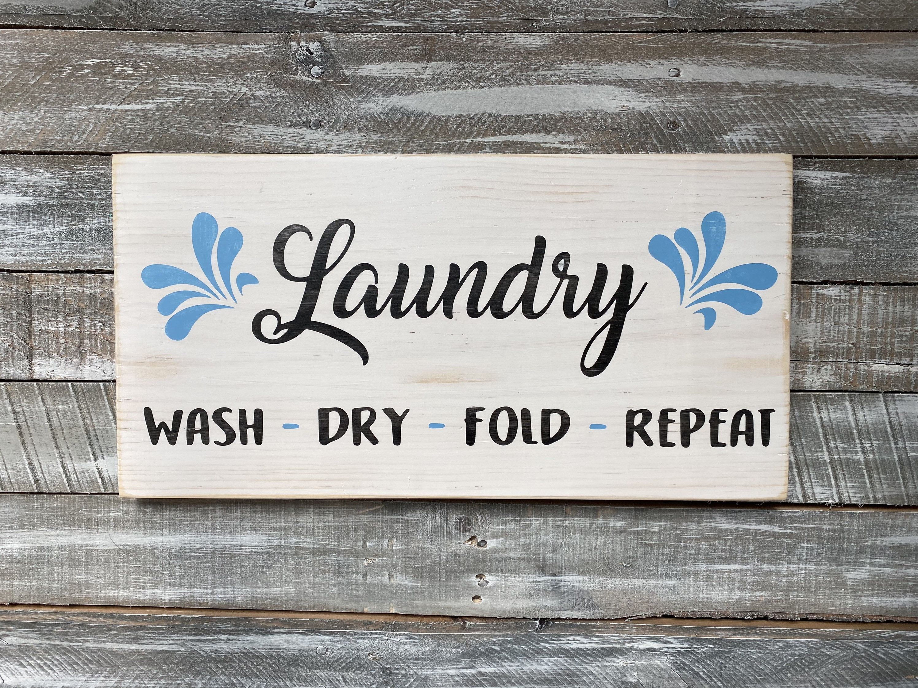 Laundry Room Sign Wash Dry Fold Repeat Laundry Room Decor - Etsy