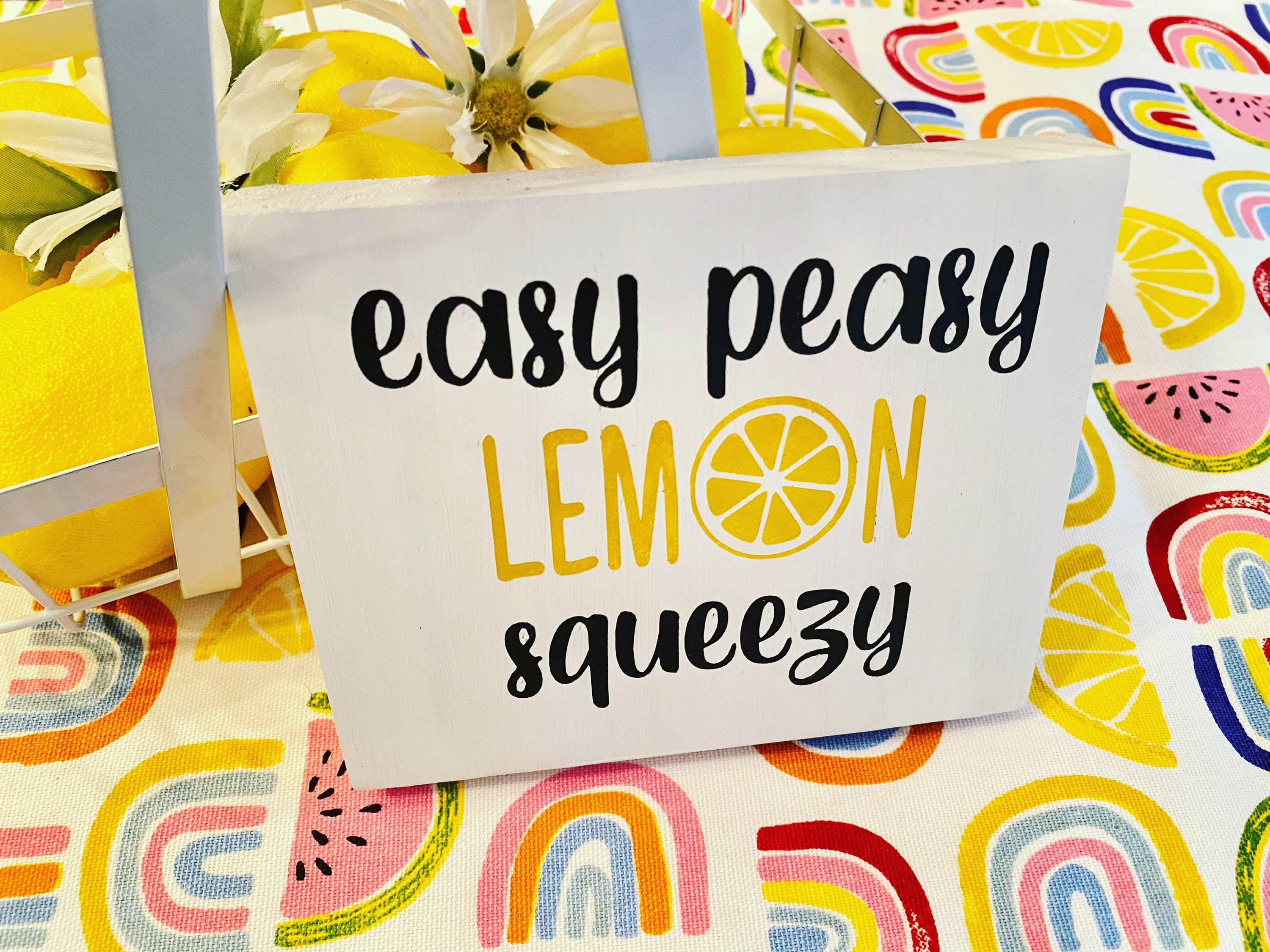 Easy Peasy Lemon Squeezy Small Sign, Tiered Tray, Kitchen Decor - Etsy