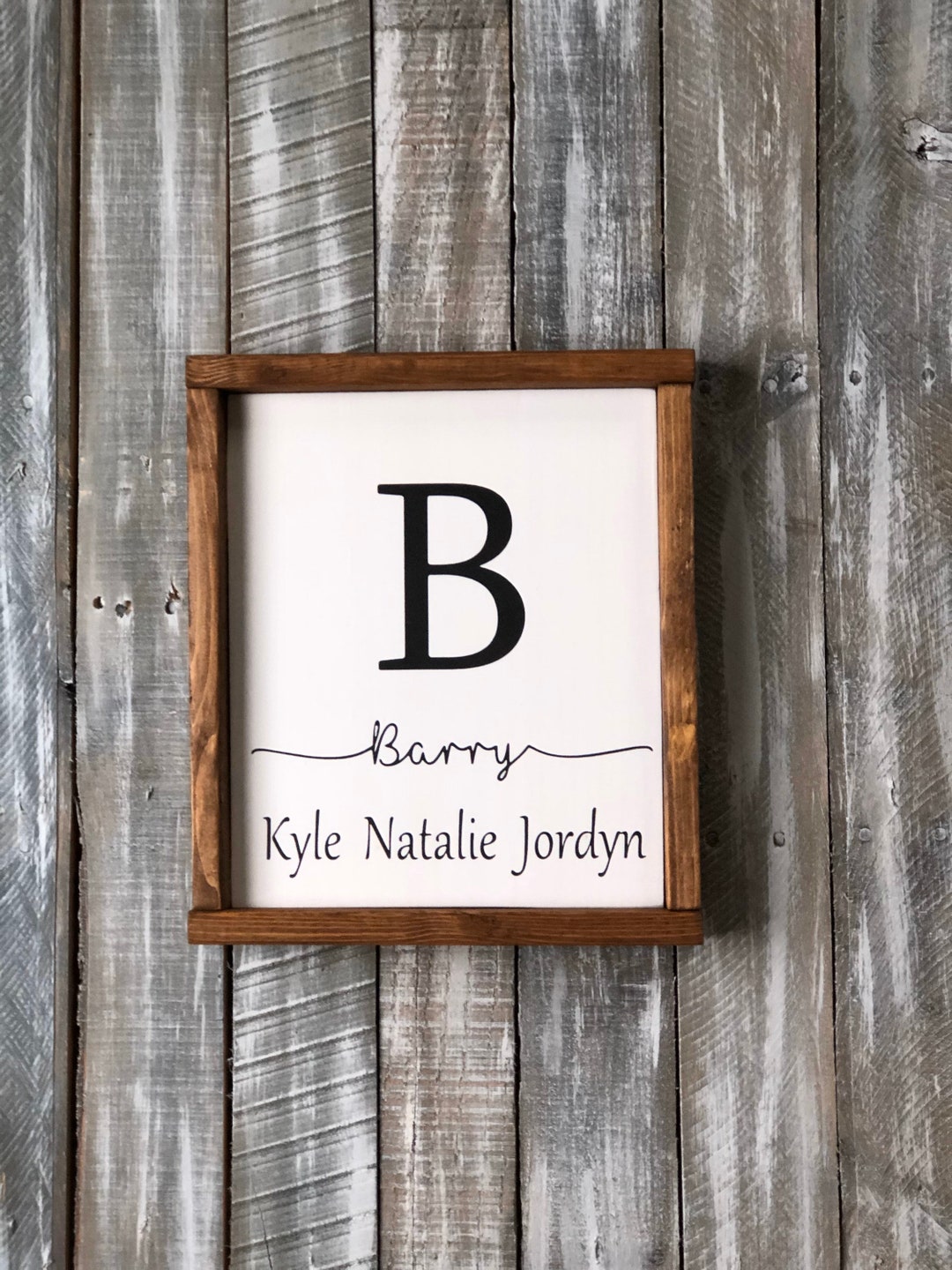 Initial Family Last Name Established Framed Wooden Sign - Etsy