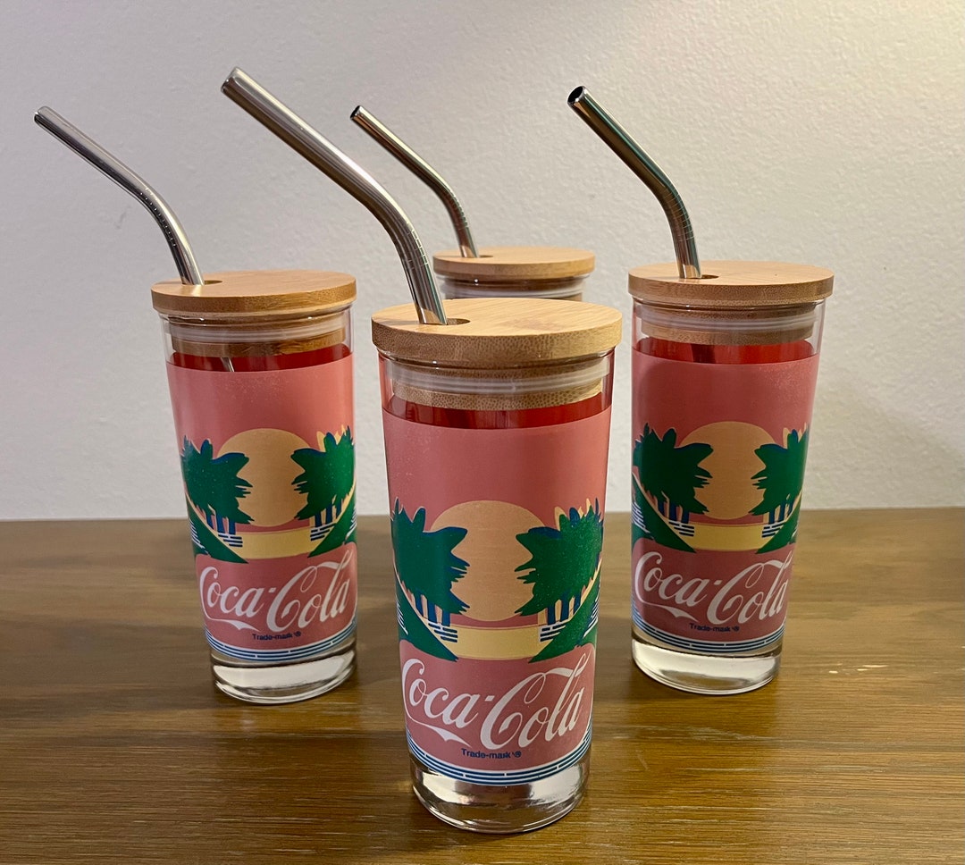 Vintage Coca-cola Pink Sunset 16 Oz Glass - Etsy