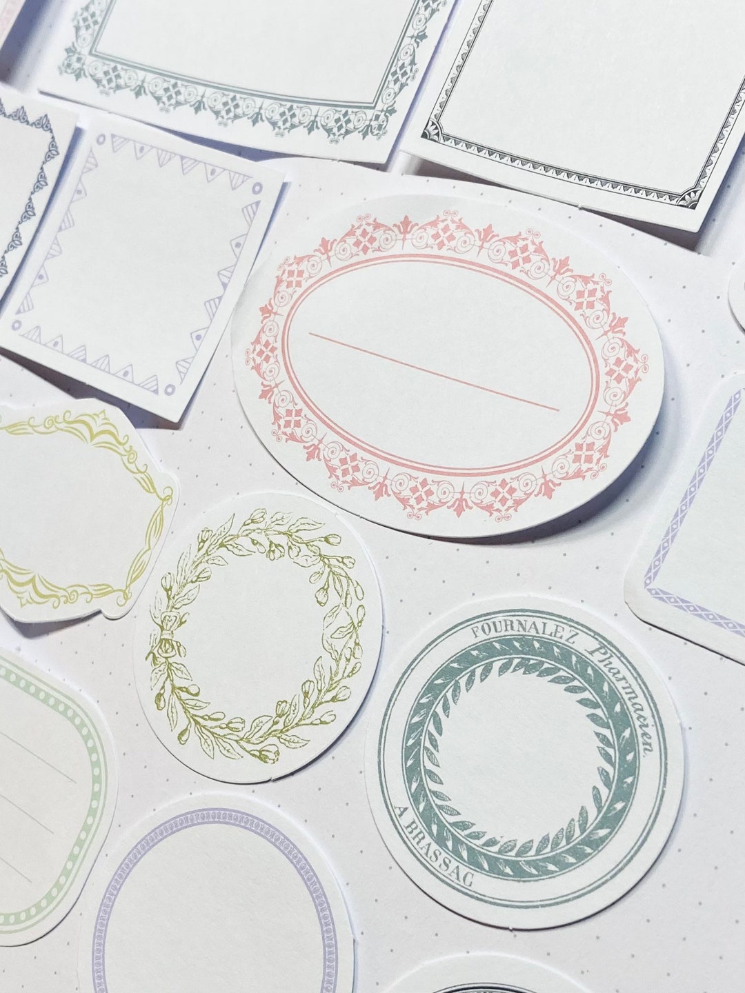 20 Vintage Border White Label Stickers in Large Medium Small for ...