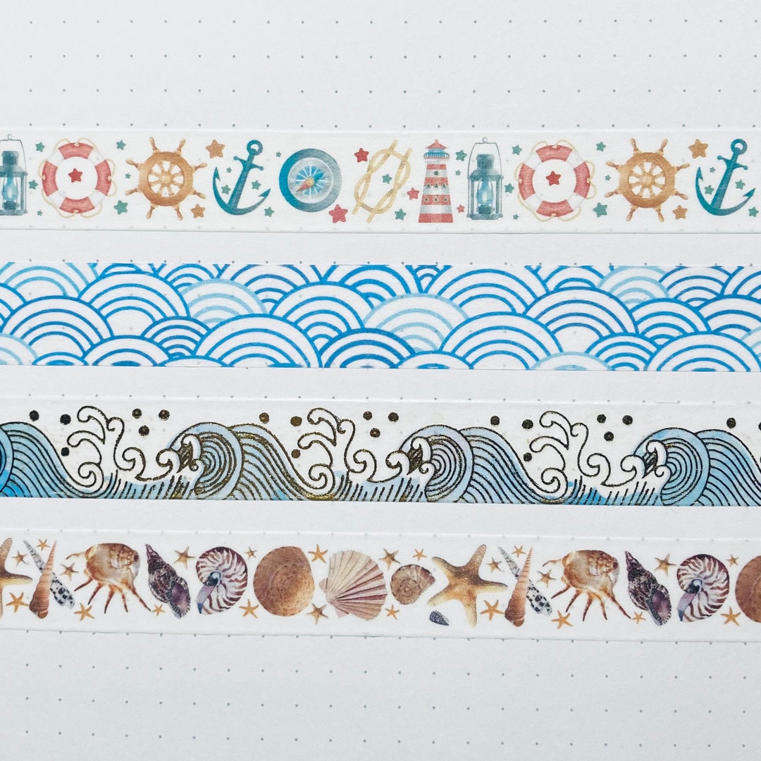 24” SAMPLE SIZE Ocean Waves Beach Seashells Nautical Vacation Washi ...