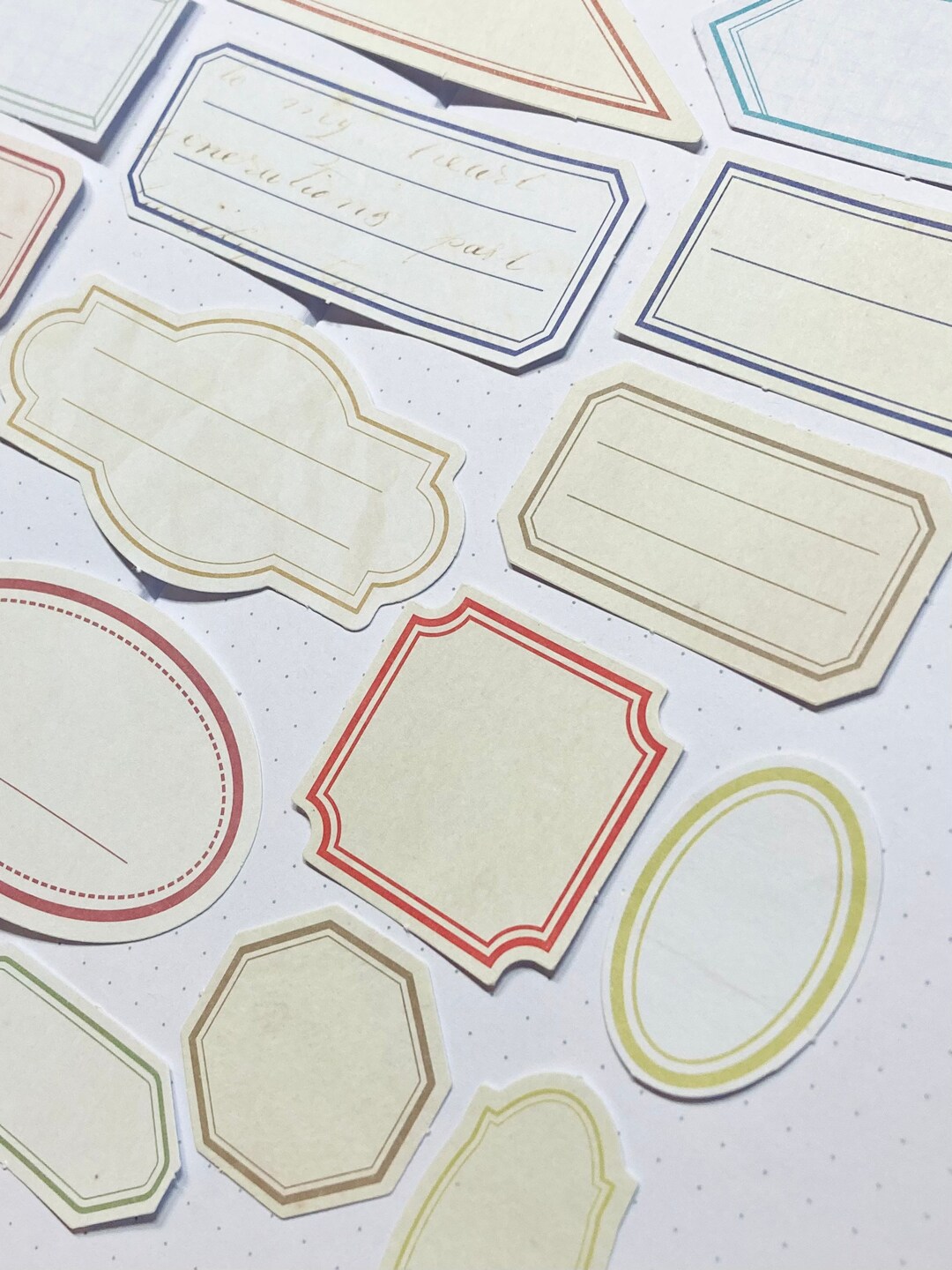 20 Vintage Aged Paper Label Stickers in Large Medium Small for Planners ...