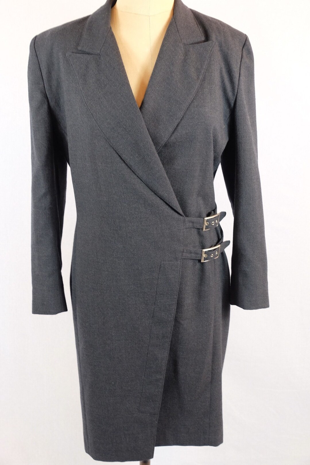 REDUCED Wool Dress,1990s,belted,lined,union Made,usa, Gray,90s,100 ...