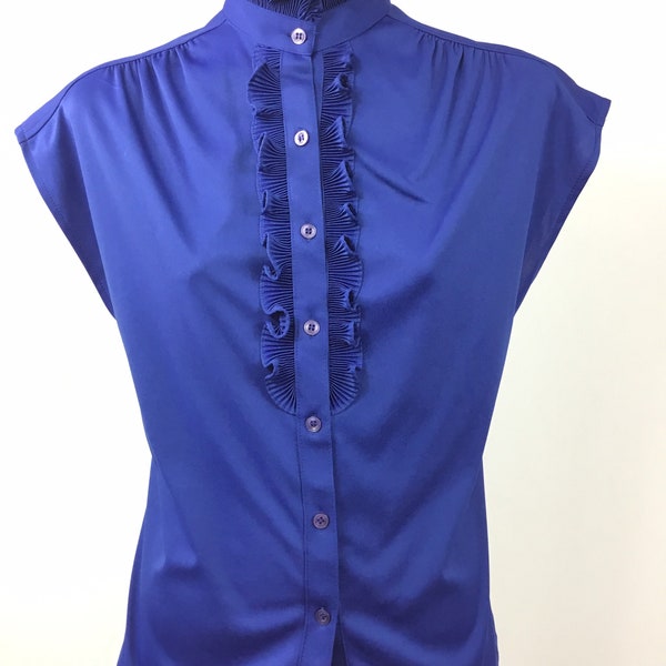 Blue Ruffle Tuxedo Shirt - Etsy