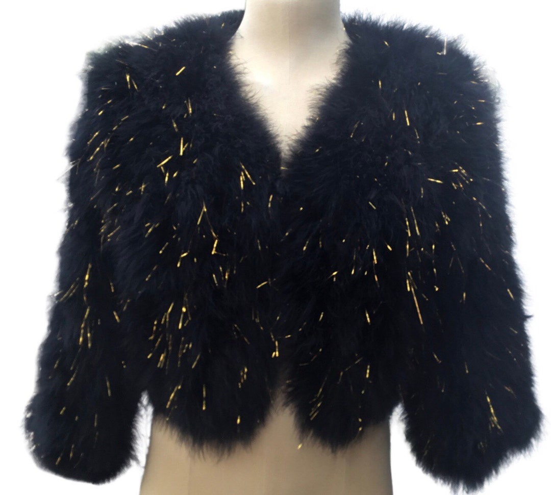 Feather Jacket, Jacket, Lined Jacket, Medium Large Size Jacket, Gold ...