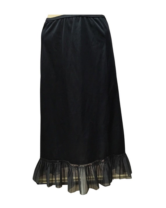 Black half slip, slim half slip, nylon slip, ruffled … - Gem