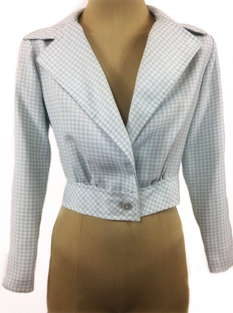 Cropped Jacket, 1960s, Pale Blue and White Gingham, WRAGGS by Playtogs ...