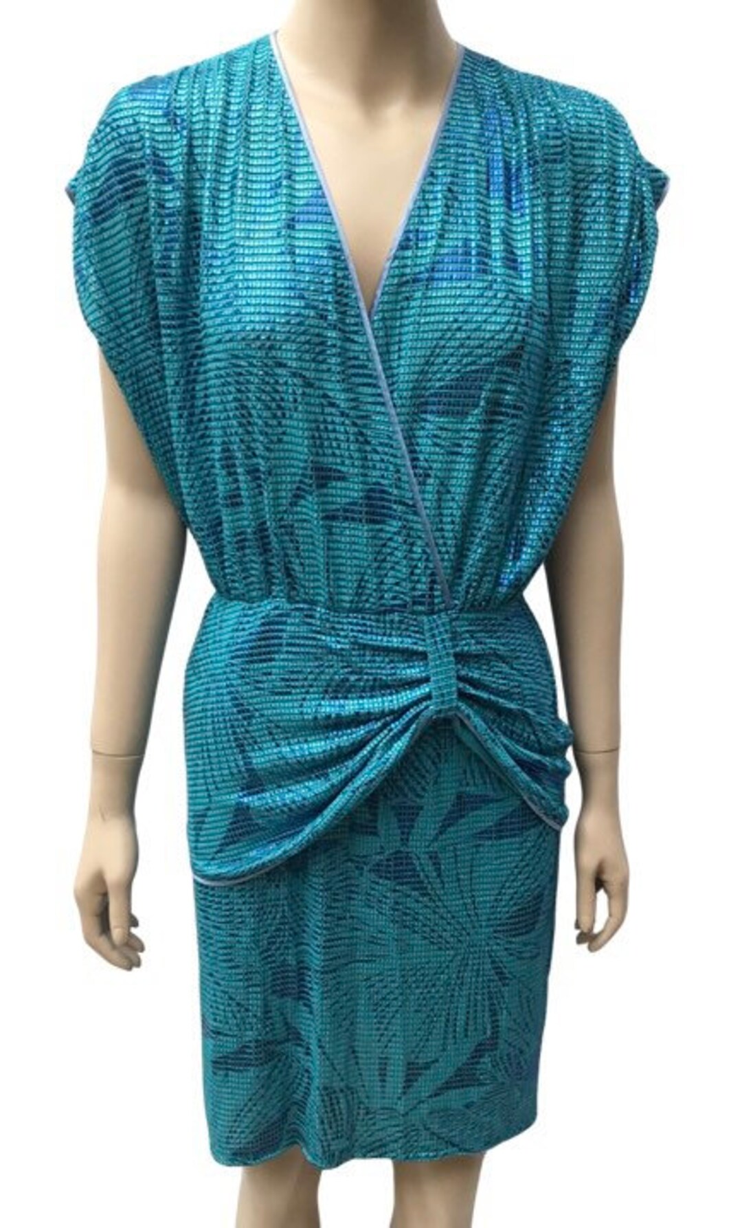 Cocktail Dress, Peer Gynt Label, Turquoise Foil Fabric, Flattering Fit ...