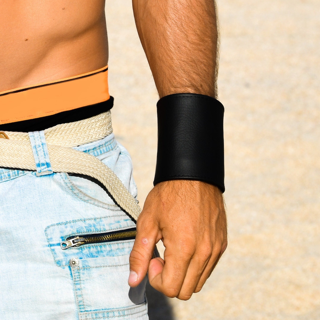 Minimalist Wallet Men, Festival Bag Wrist Cuff, Hidden Storage, Vegan ...