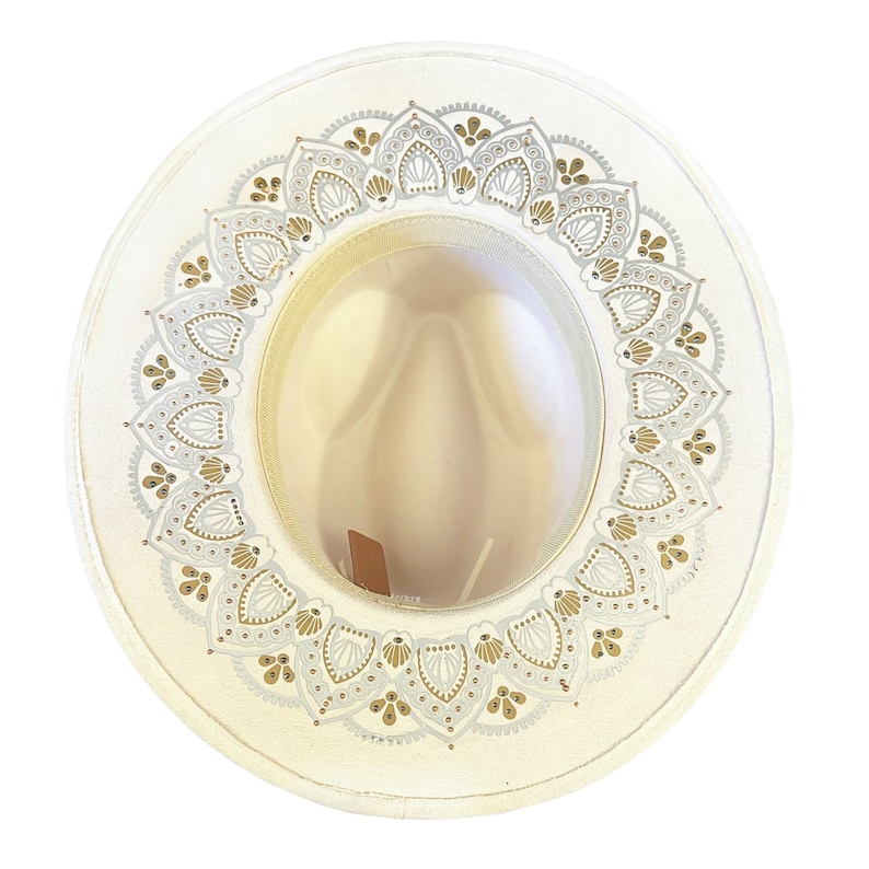 White Fedora Hat Sombrero for Women With Sacred Geometry - Etsy