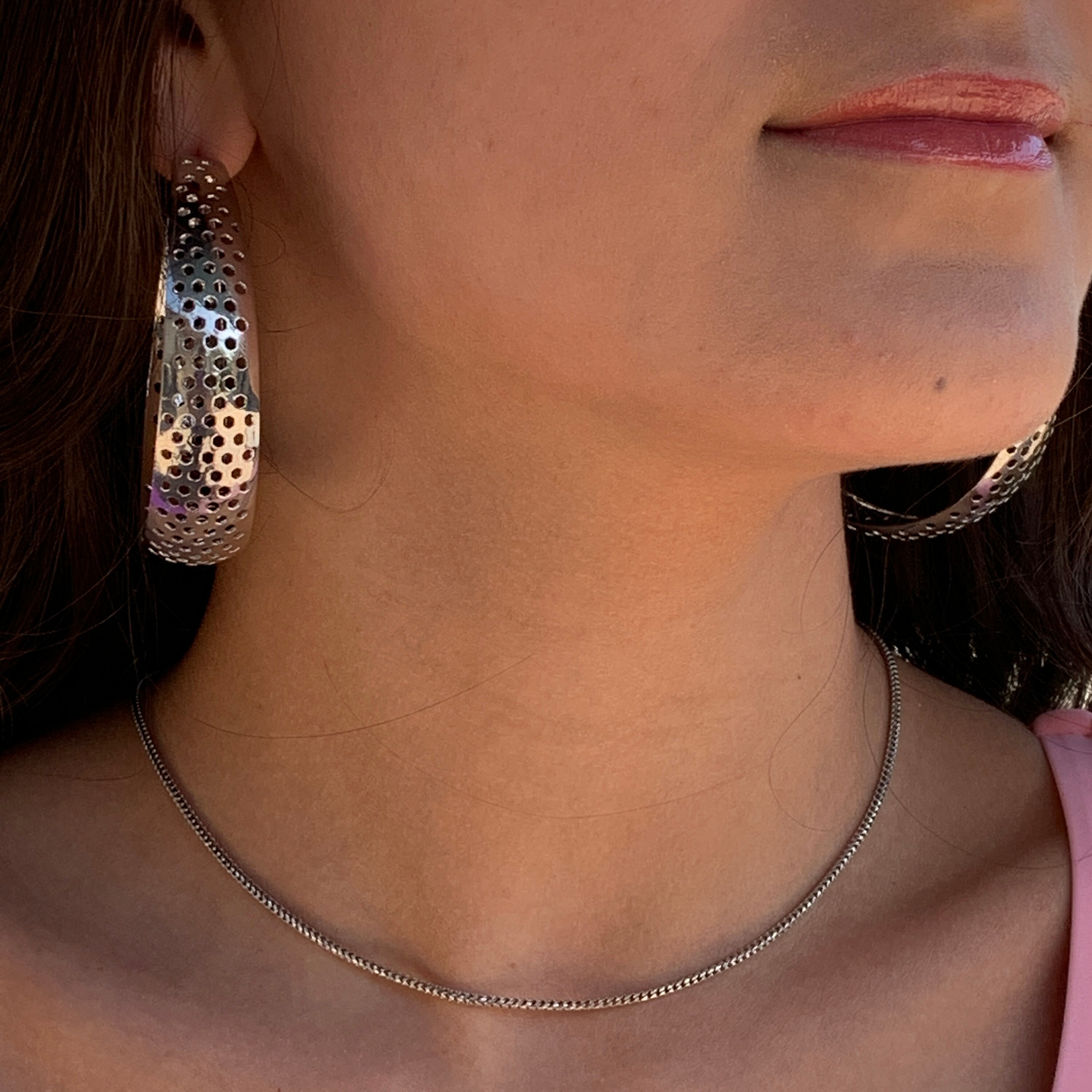 Oversized Perforated Silver Hoop Earrings, Statement Fashion Hoops With ...