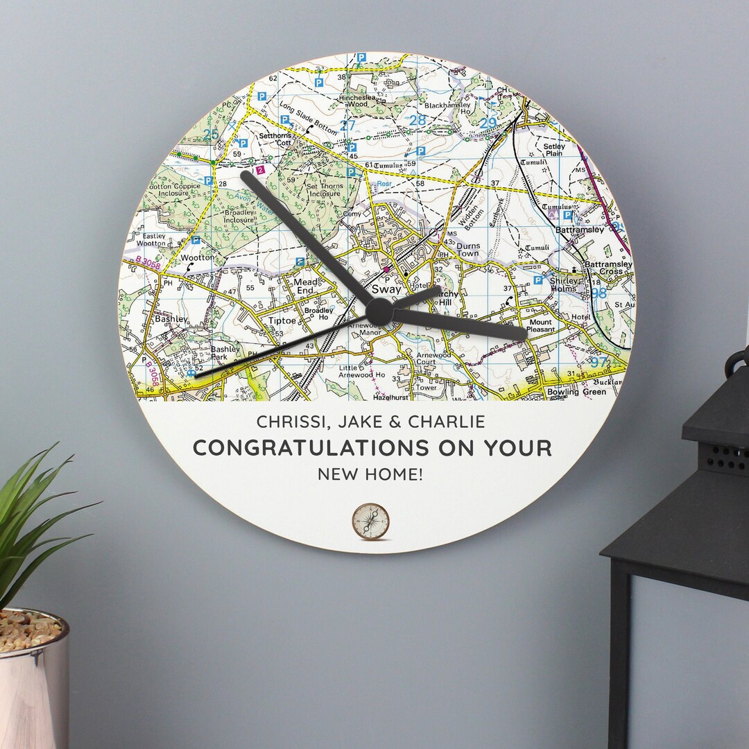 Personalised Map Clock. Custom Map Wall Clock. Location Gift. - Etsy