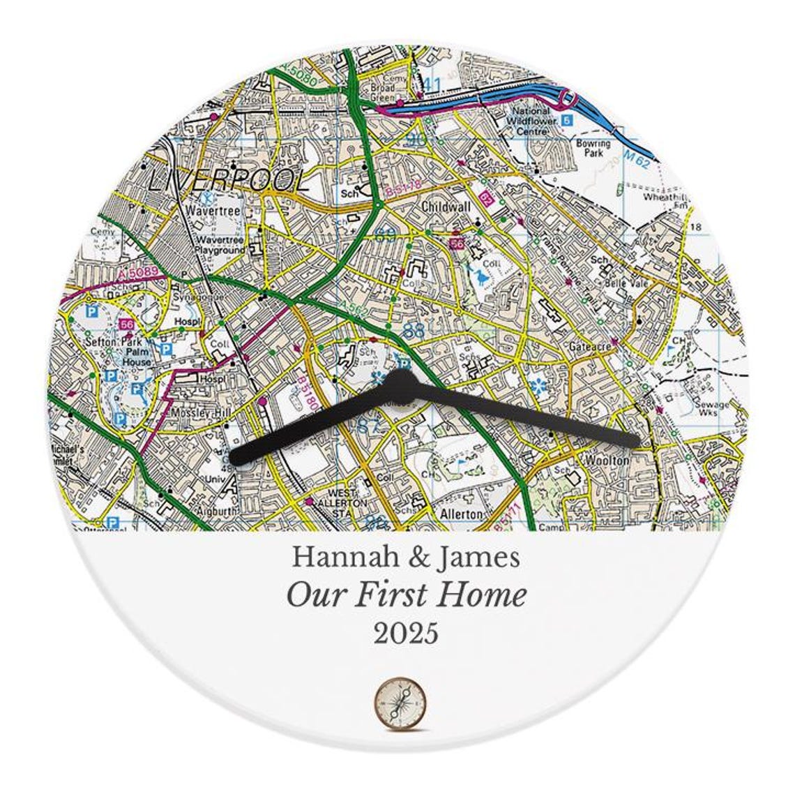 Personalised Map Clock, Custom Map Wall Clock, Location Gift, Ideal ...