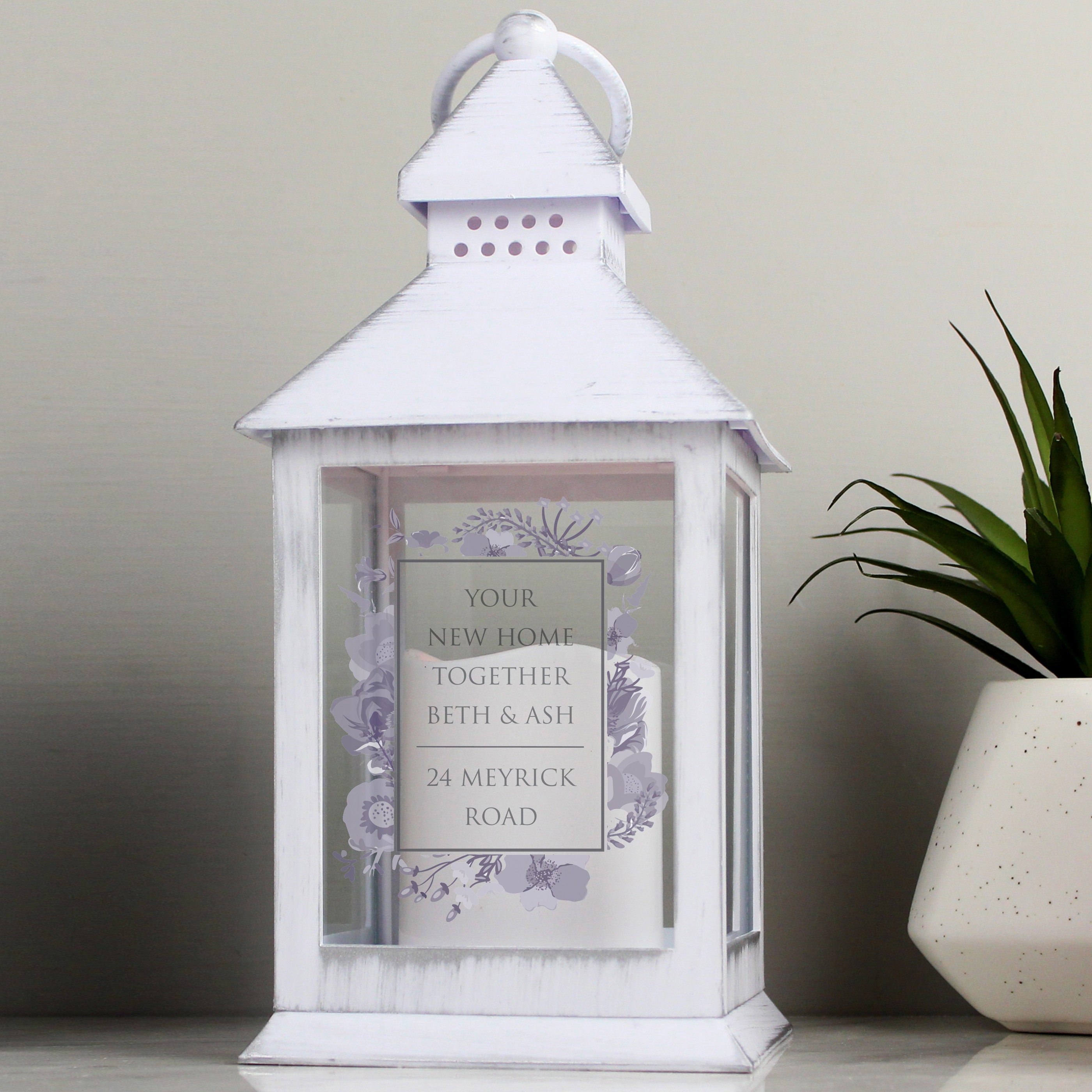 Personalised Indoor LED Lantern – Watercolour Flickering Flame Light ...